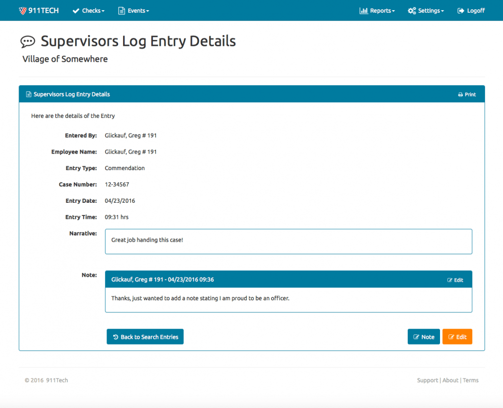Supervisors Log – 911Tech