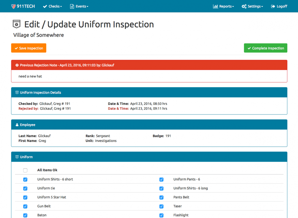 Employee Inspections – 911Tech