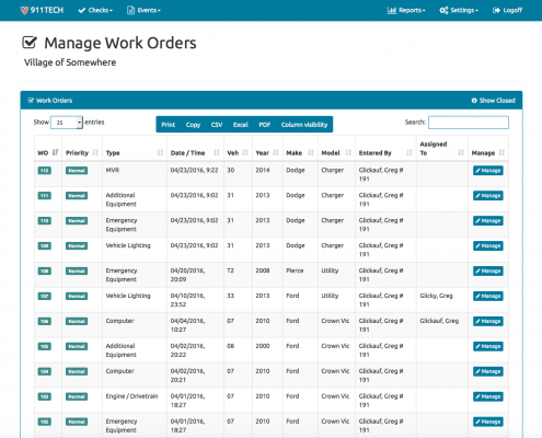 Work Orders - 911Tech
