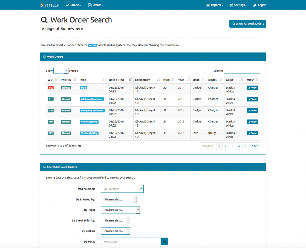 Work Orders – 911Tech